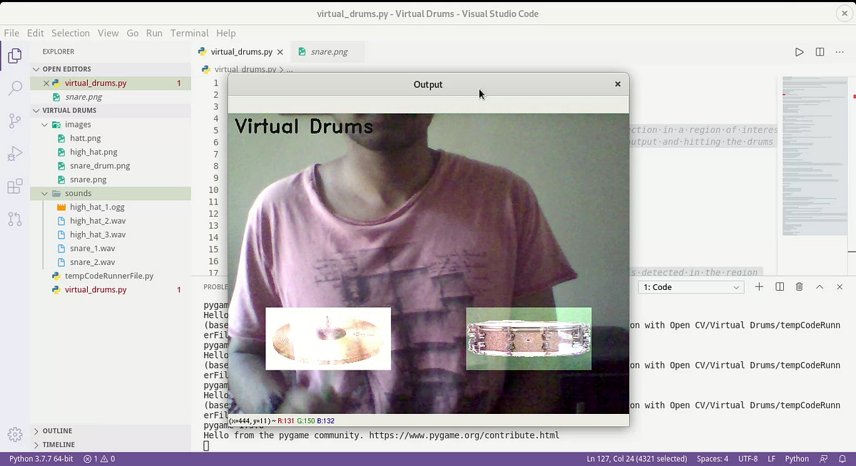 Virtual Drum Set using OpenCV. Learn to build a virtual drum set using… | by Navendu Pottekkat ...