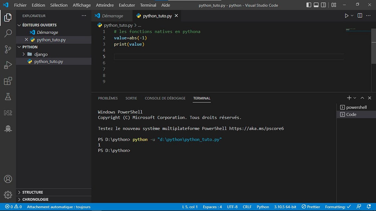 Les fonctions natives de python. Il existe des fonctions natives à ...