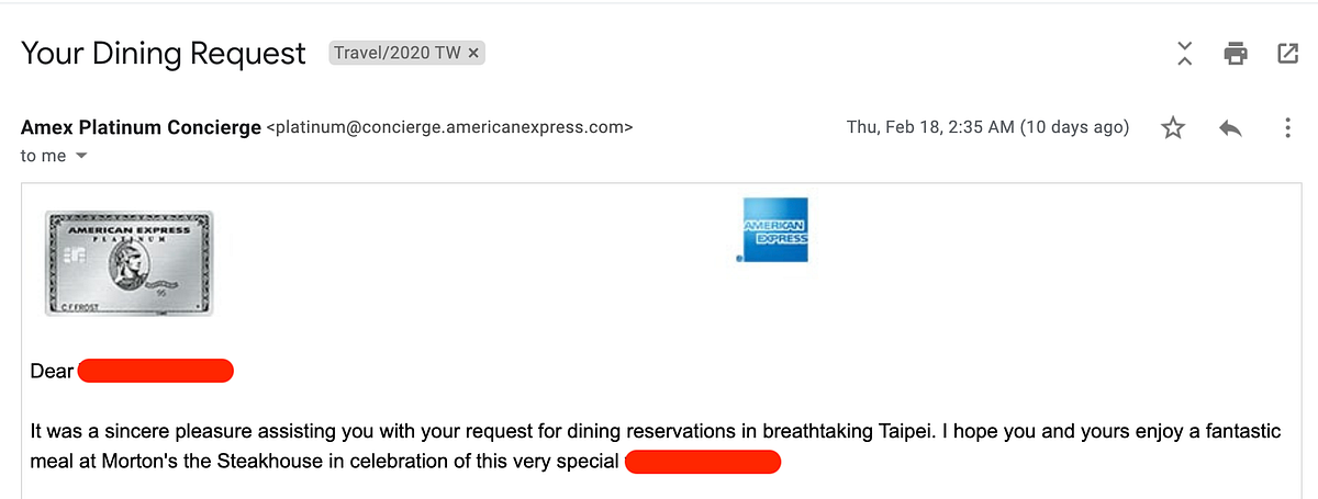 Amex Platinum Concierge 分享 - Y-H - Medium