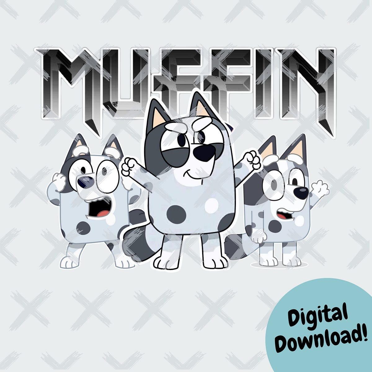 Heavy Metal Style Muffin Heeler Clip Art | Bluey Clipart | Bluey Show ...