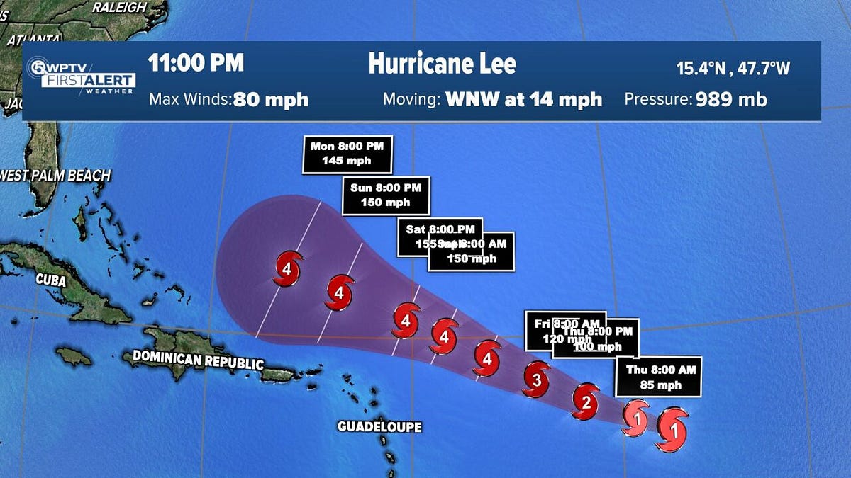 Typhoon Lee quickly reinforcing as it stirs towards Caribbean islands ...