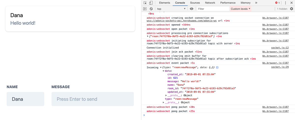 Setting up AdonisJs websockets (with React app demo) | by Dana Janoskova | ITNEXT