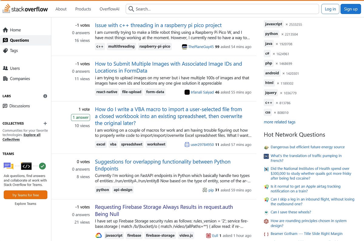 A farewell to Stack Overflow (AI winged me over) | by Panos Sakalakis ...