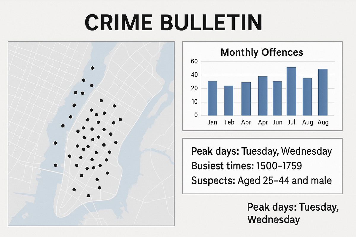 Automatically scaling tactical analysis, crime bulletin and Compstat ...