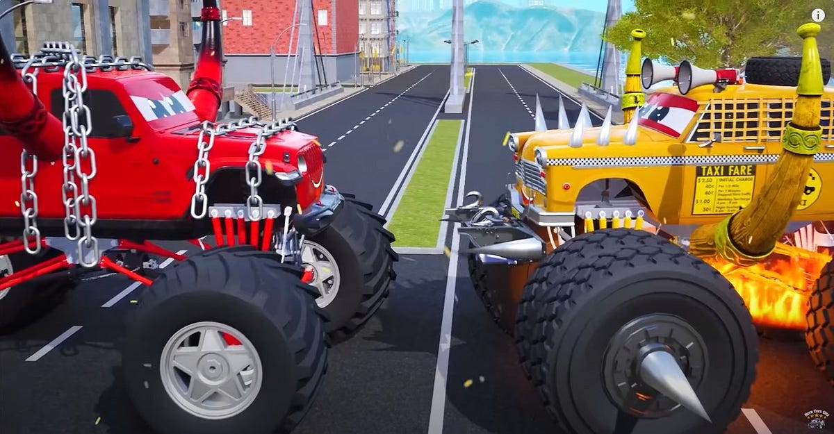 Monster Trucks destroy the City | Police Car, Firetruck & Ambulance vs ...