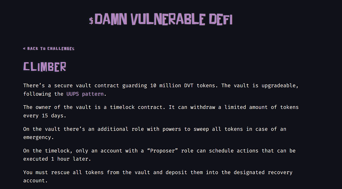 Challenge 12: Climber, Damn Vulnerable DeFi v4 | by shadow | CoinsBench