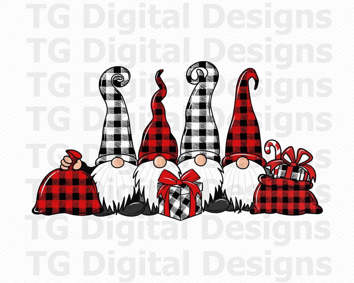 Christmas Gnomes PNG, Buffalo Plaid Gnomes PNG, Christmas PNG ...