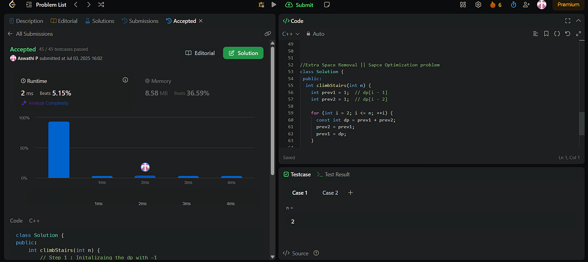Mastering Leetcode 70 Climbing Stairs—a Dynamic Programming Classic 🪜💡 7493
