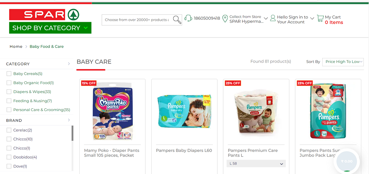Buy Baby Care Products Online at best price. Order from SPAR India ...