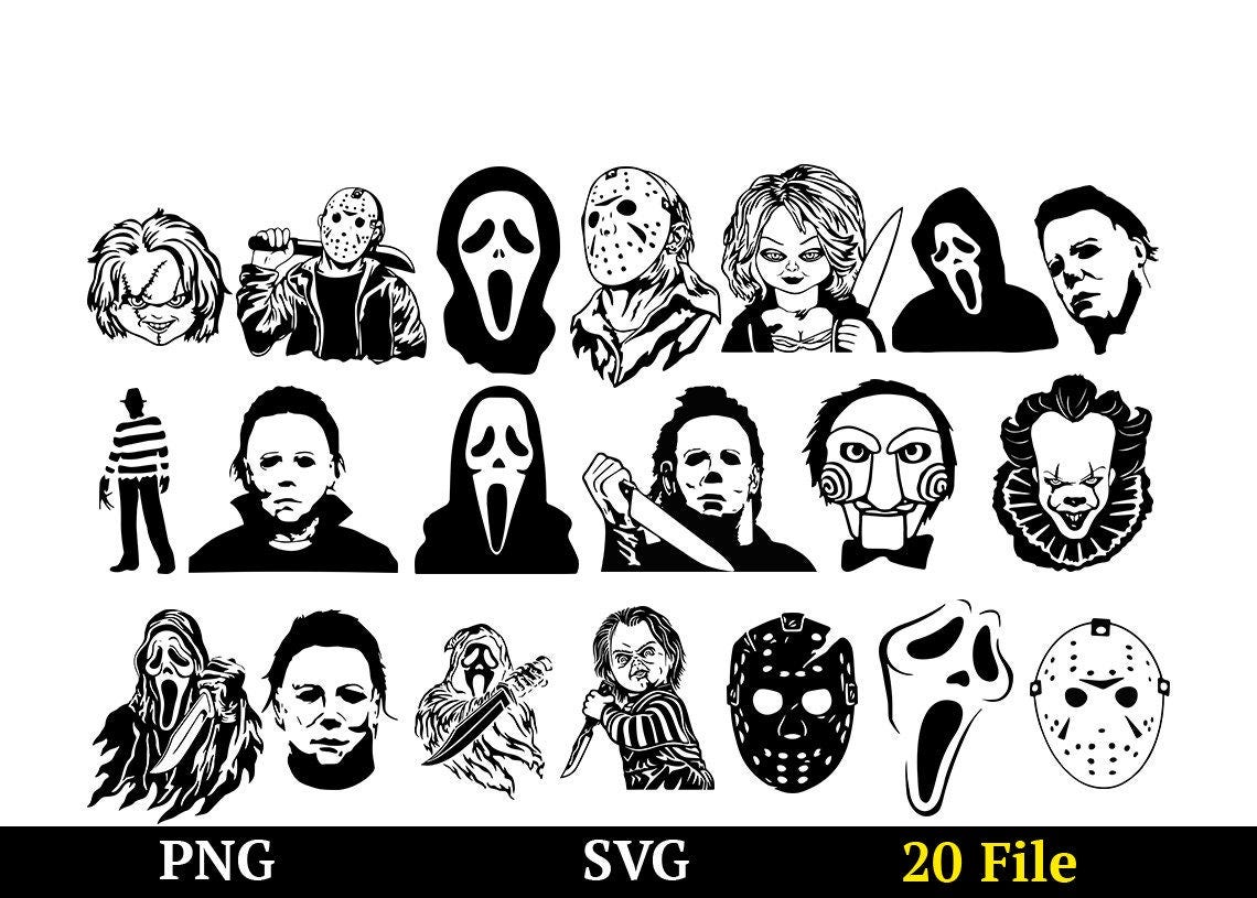 Halloween Horror Movie Killers Svg, Horror Movie Killers PNG, Friends ...