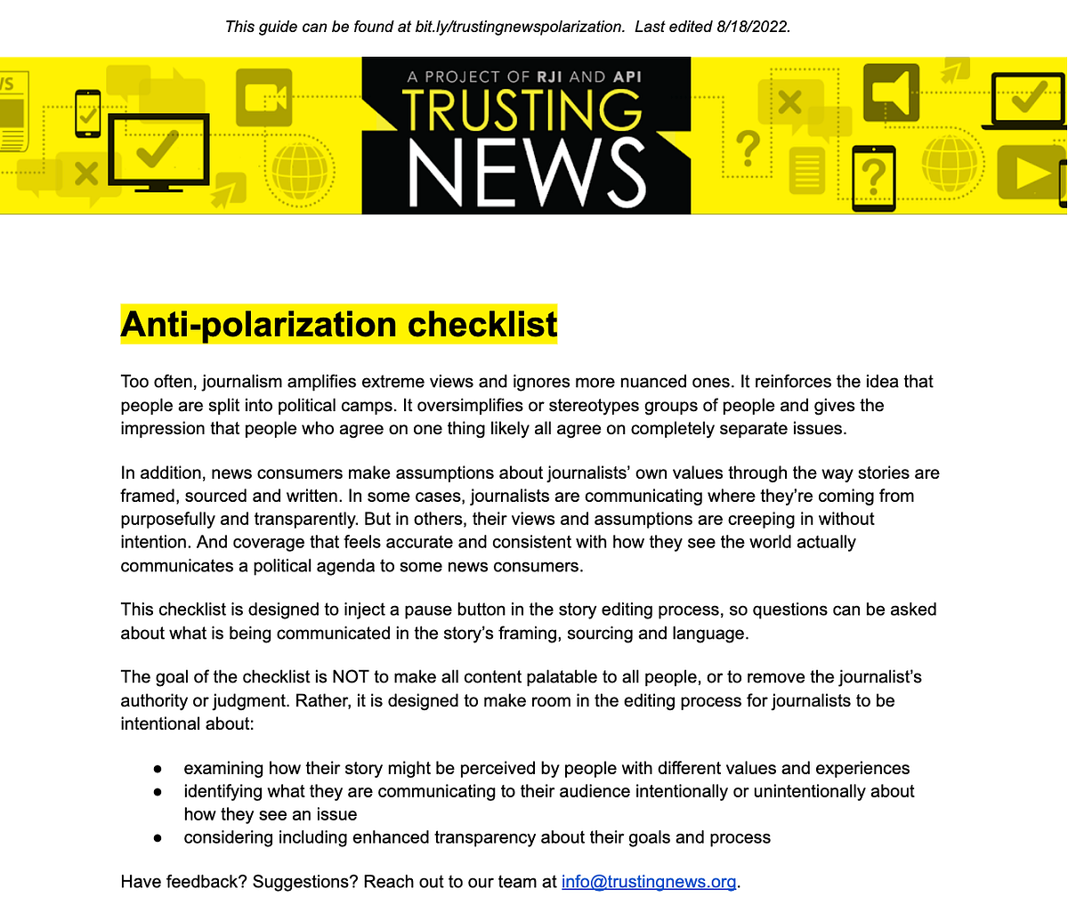 Make your reporting less polarizing with this Trusting News guide | by ...