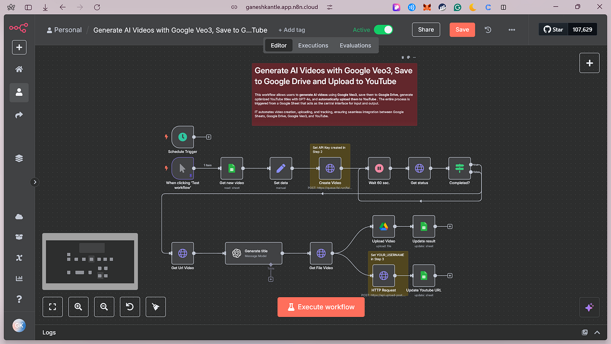 From Prompt to Publish: How I Automated AI Video Creation with n8n, Google Veo, and YouTube | by ...