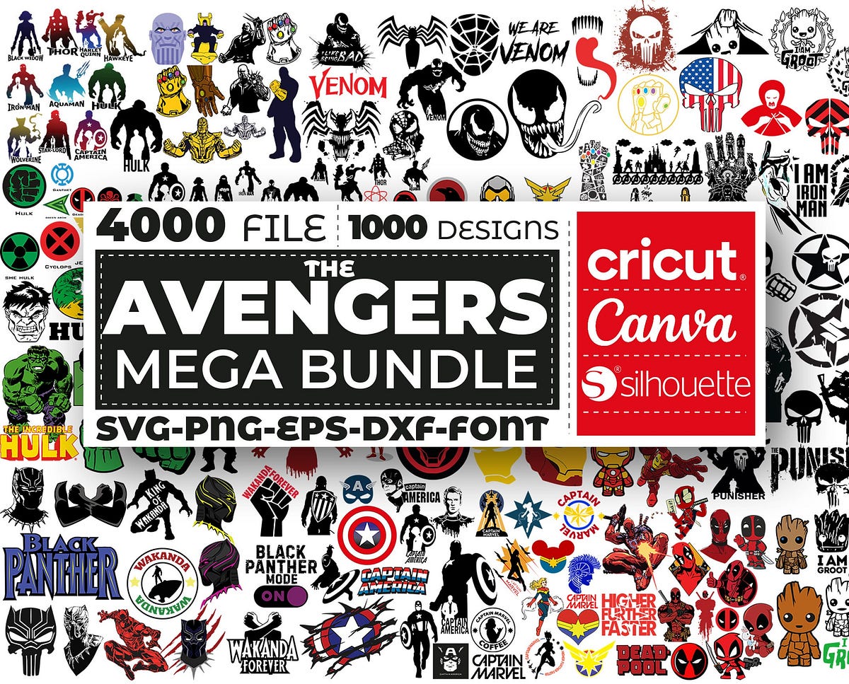 Superhero Mega Bundle Svg, Captain America, Iron Man, Hulk, Thor ...