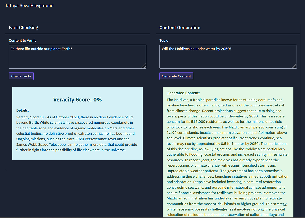 Building Tathya Seva Playground: An AI-Powered Content Verification and Generation Platform | by ...