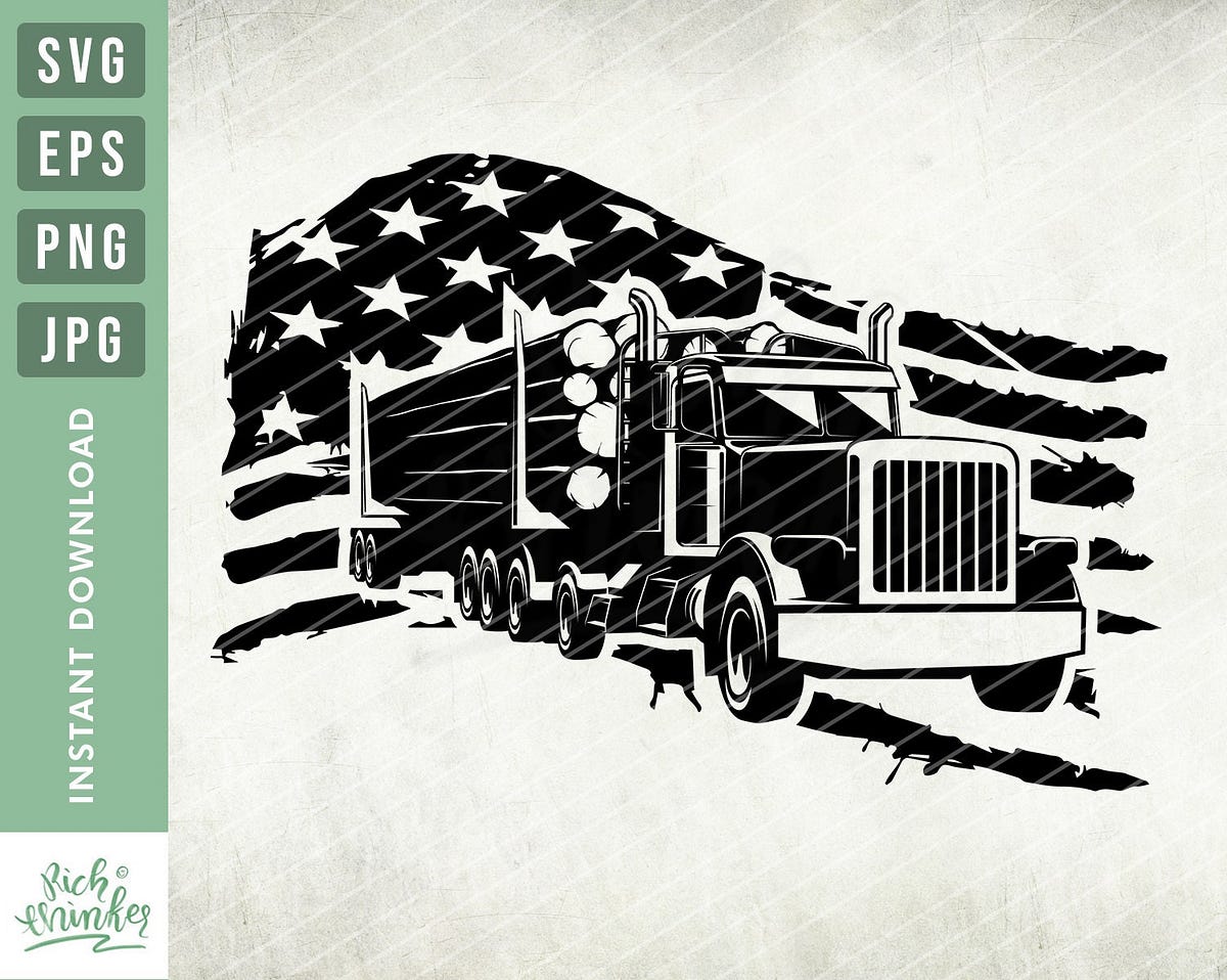 US Logging truck Svg File, US Truck Svg, Logging Truck Svg, US Truck ...