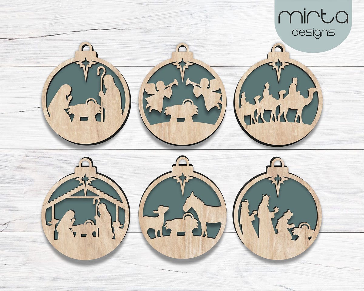 nativity scene ornament svg, laser cut file, christmas ornament svg ...