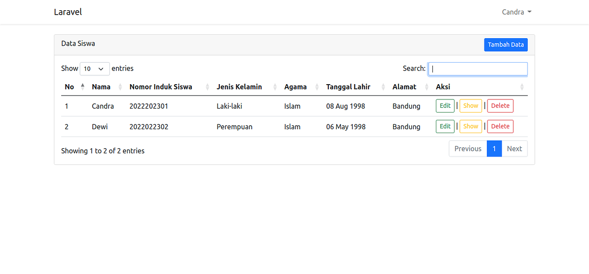 CRUD LARAVEL 9. buat project baru, pastikan… | by Candra Herdiansyah | Medium