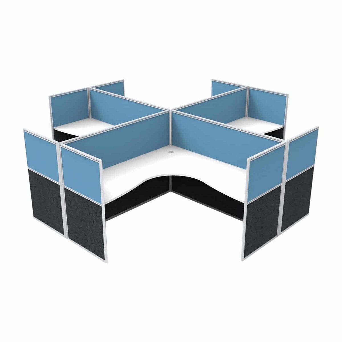 Super Office Screen 4 Person X Pod with End Screens - Danny's Desks and ...