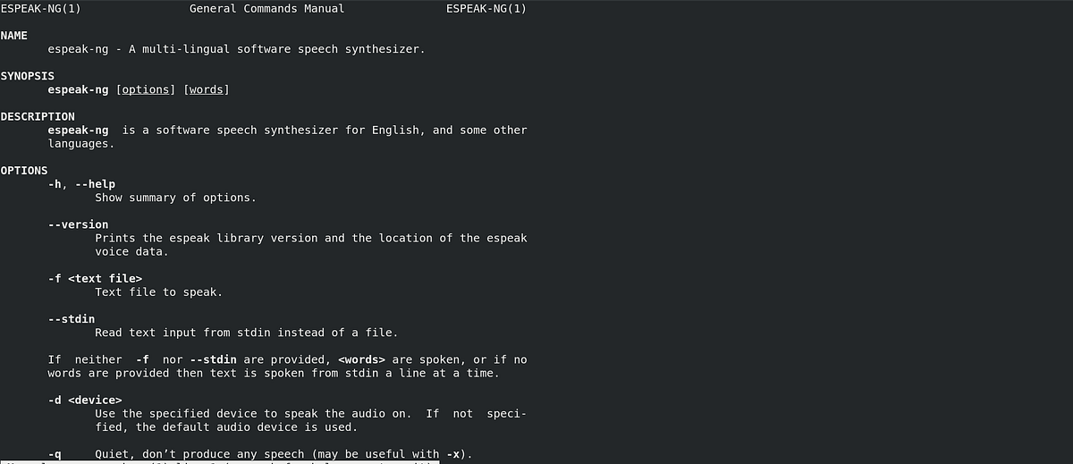 espeak-ng Command in RedHat. espeak-ng is a command in linux that is ...
