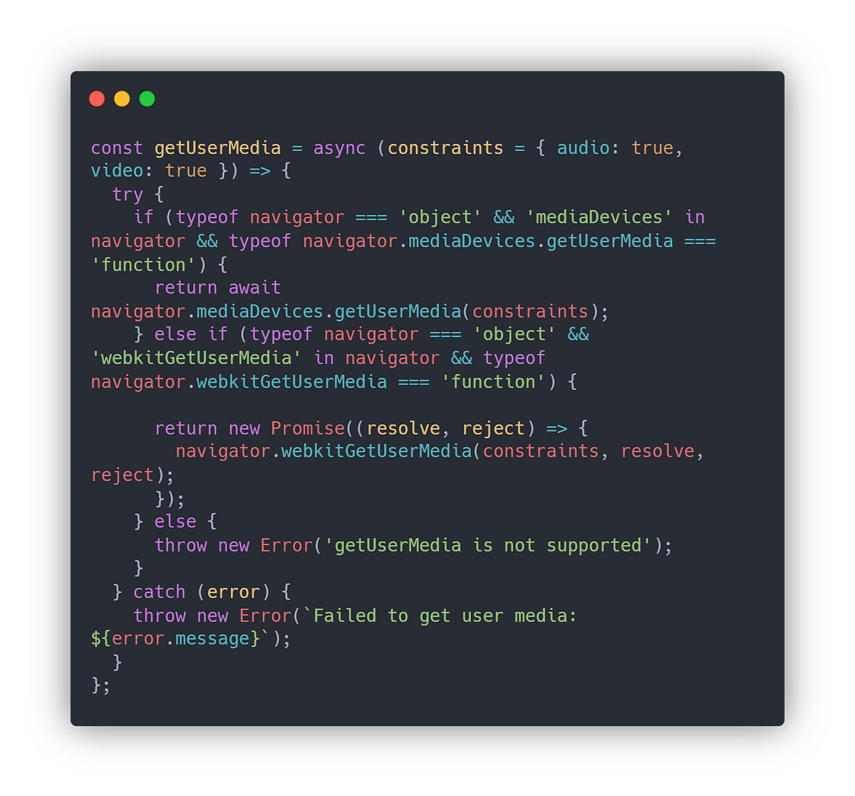 Simplifying Media Access with a getUserMedia Wrapper Function | by Yurisbel Jimenez | Medium