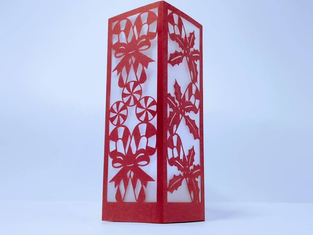 Candy Cane SVG Paper Lantern Centerpiece 3D SVG Template Lantern ...