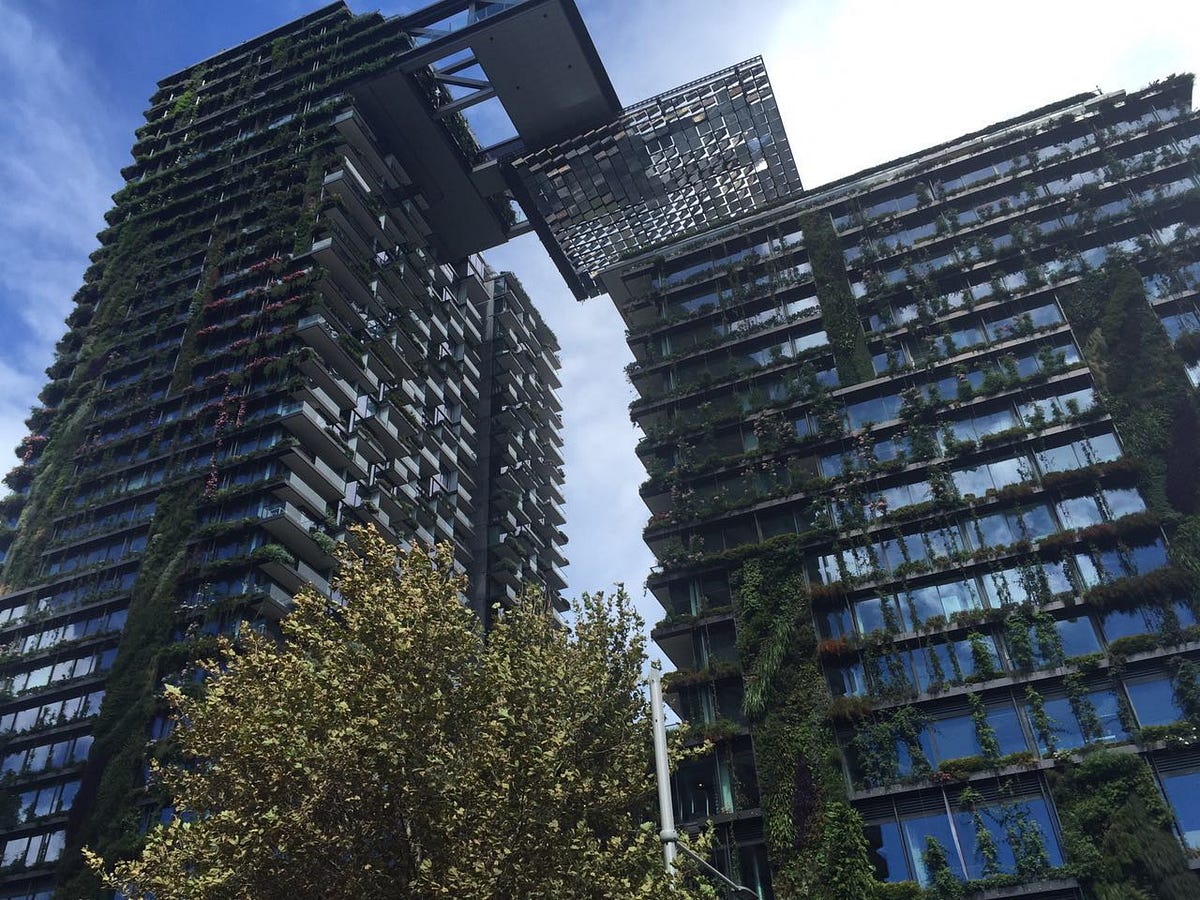 I have choose the technique of A contemporary building with an ...