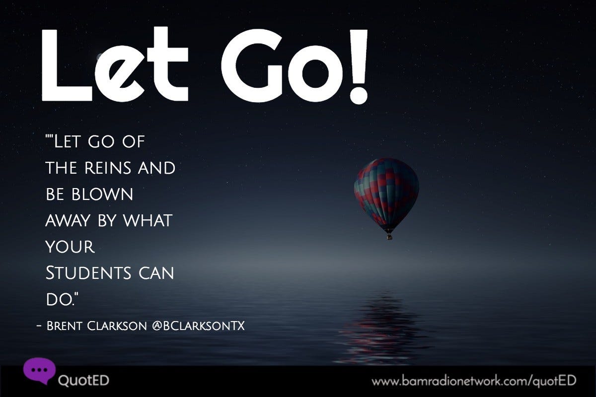 Learning to let go of the reins. I always mention how I want to change ...