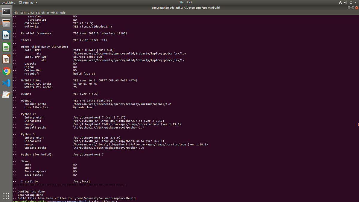 OpenCV 4.2 build from source with CUDA+Python3+BLAS+CuDNN on Lambdalabs Dual GPU server(18.04 ...