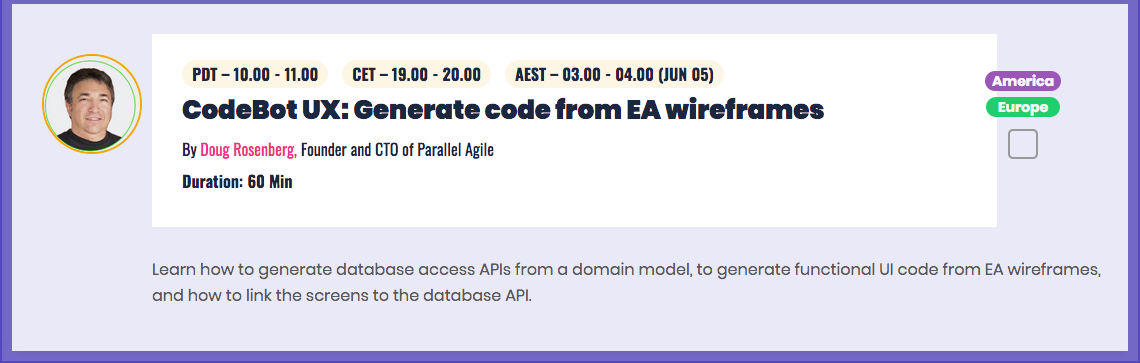 Don’t miss the Enterprise Architect Global Summit next week | by Doug Rosenberg | Parallel Agile ...
