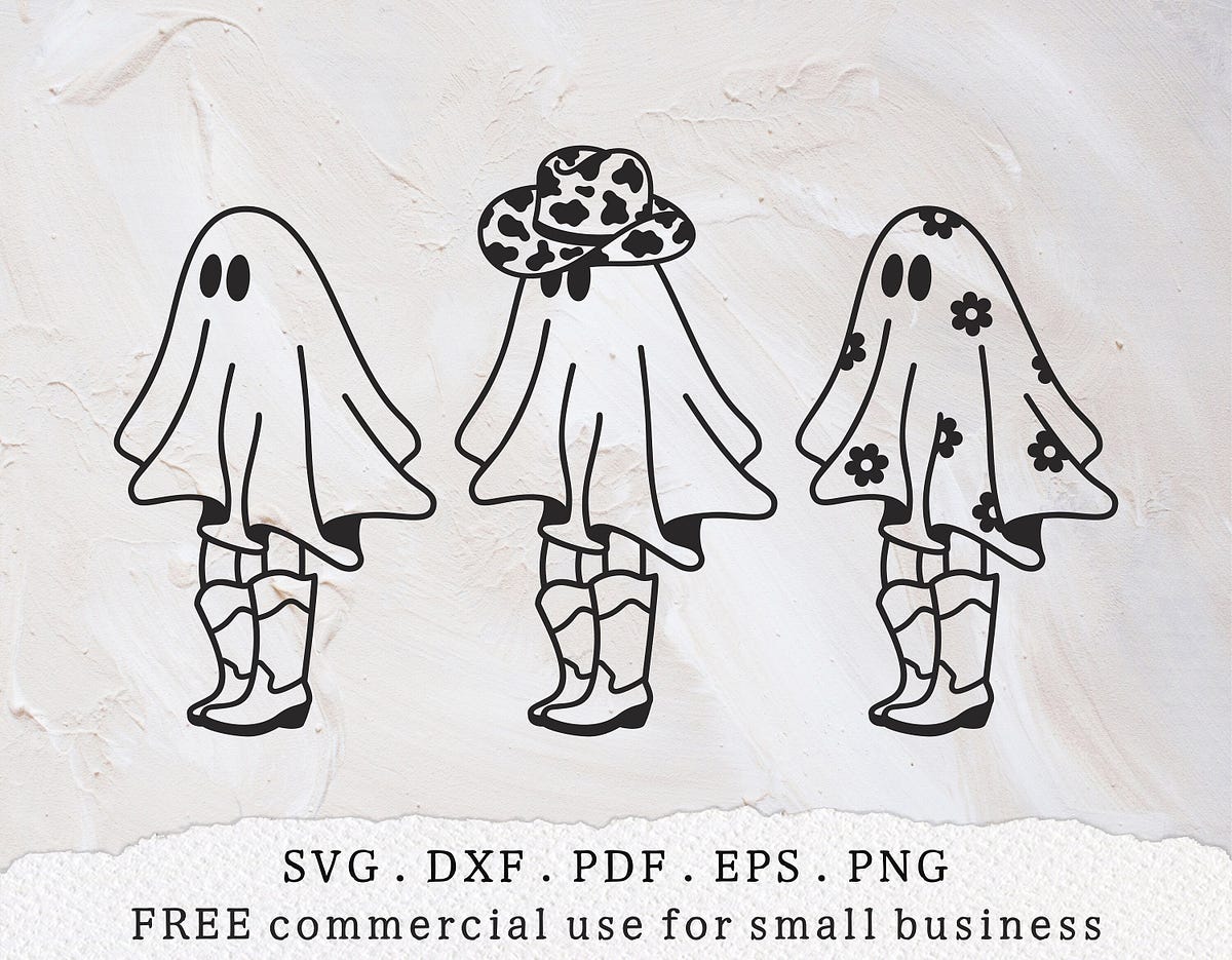 Cowboy ghost svg, Halloween daisy ghost svg, Girl ghost svg, Stay ...