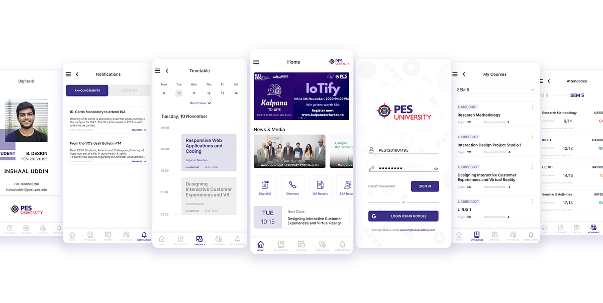 PESU Academy Mobile App Redesign — UI/UX Case Study | by Inshaal Uddin ...