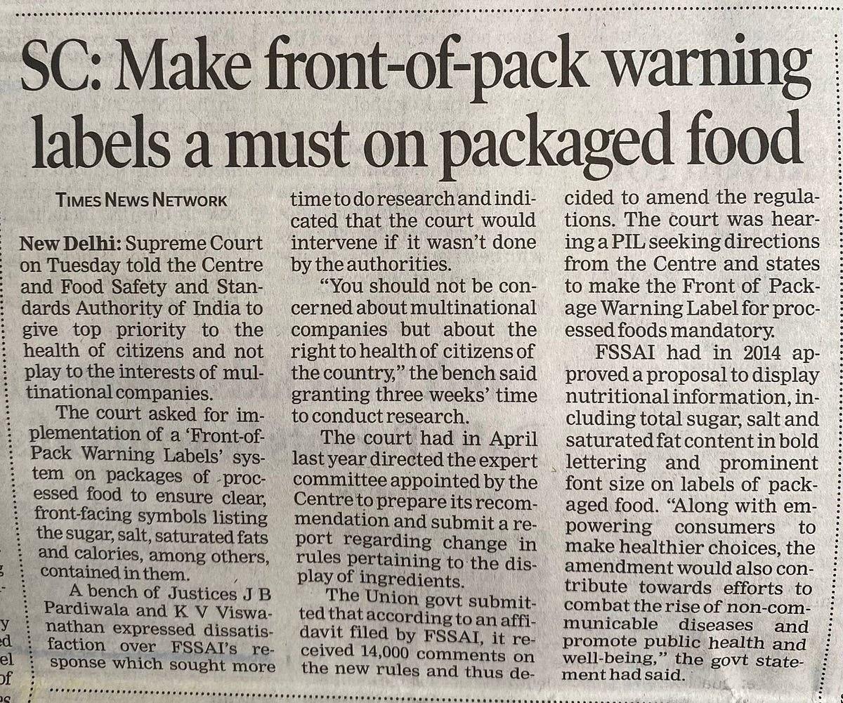 Front-of-Pack Food Warnings in India: A Test Case for the Global Right ...
