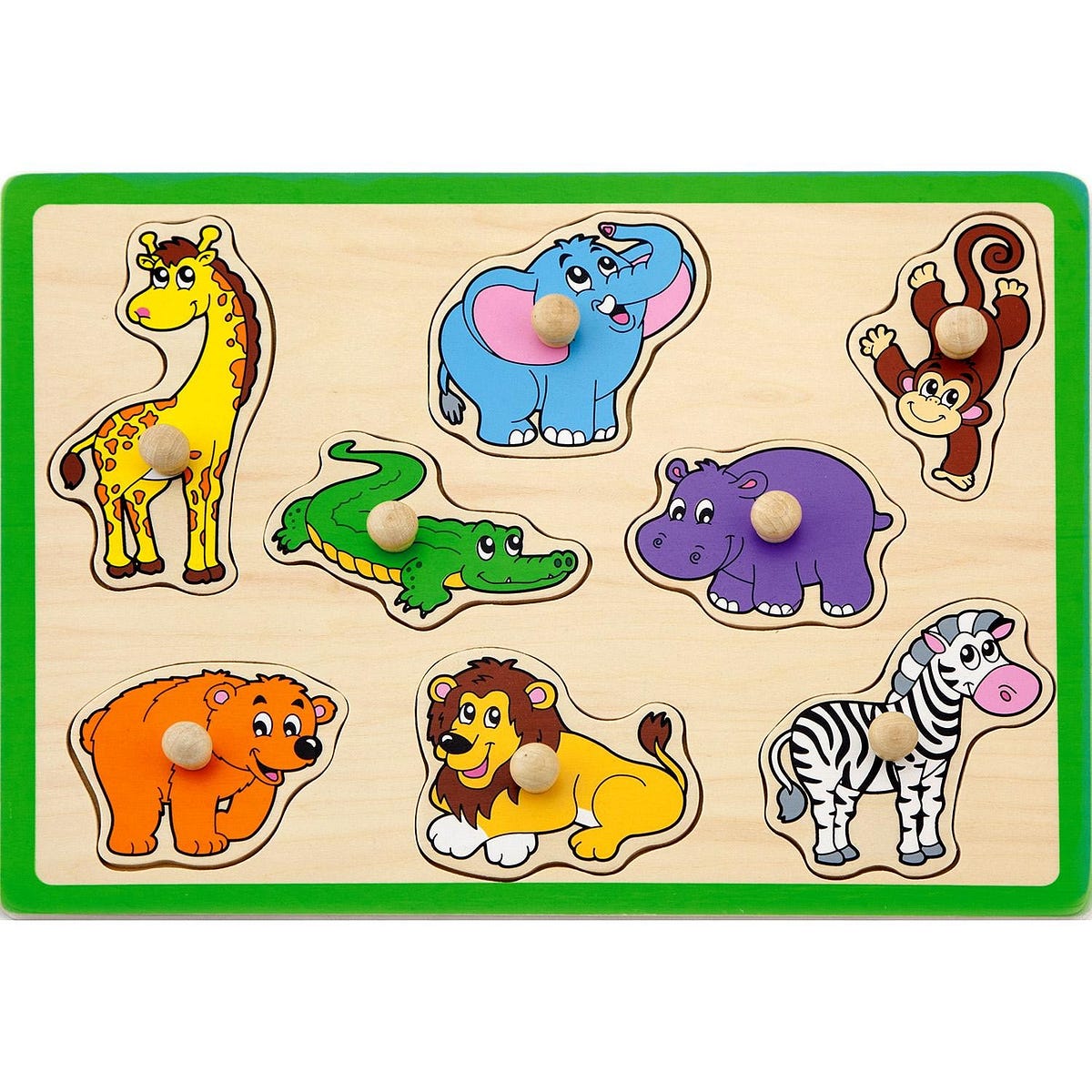 Wooden Wild Animals Chunky Peg Puzzle | by KidsWooden ToyShop | Medium