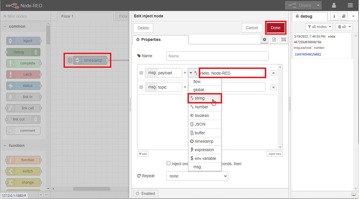 Node-RED ฉันเลือกนาย EP#02. แนะส่วนต่างๆของ Node-RED และการ Hello… | by ...