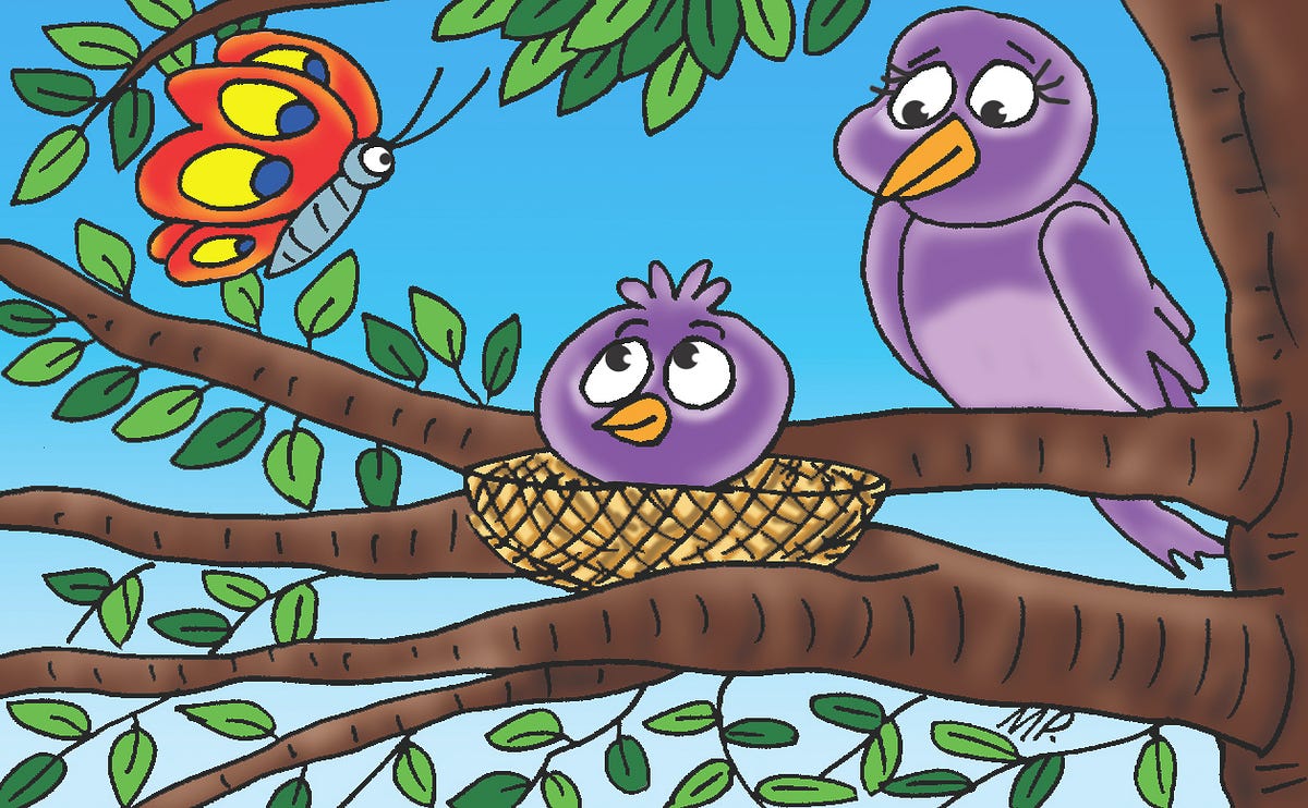 Flying lesson. There was once a little bird who… | by Katha Kids ...