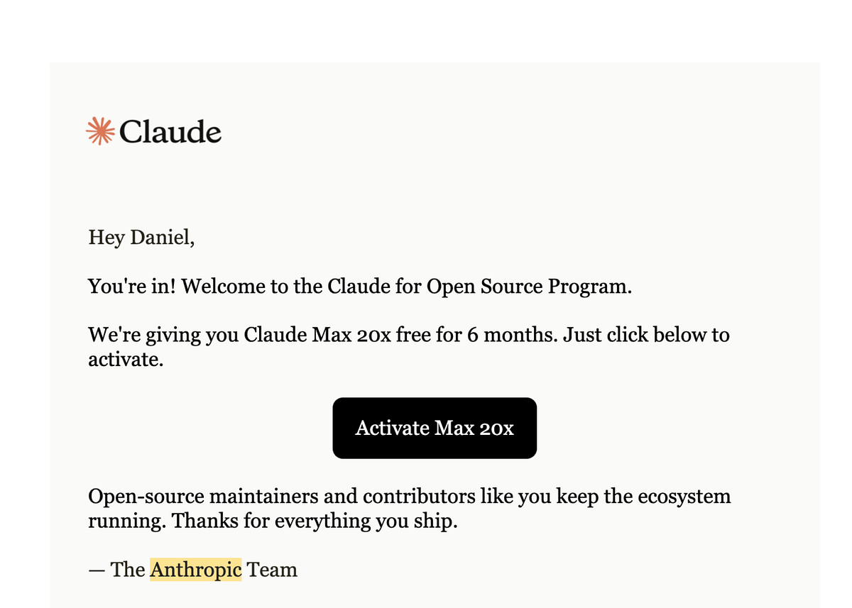 I got selected for Claude for Open Source Program. Here’s How you can ...