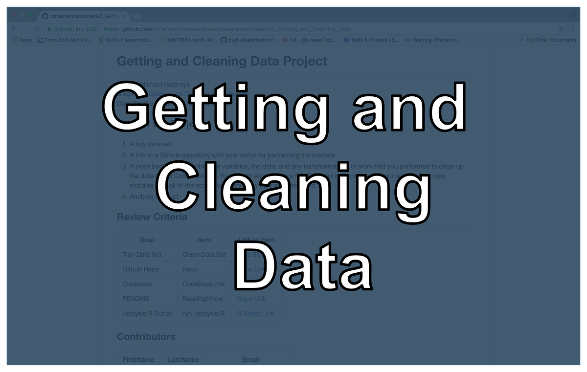 Getting and Cleaning Data (JHU Coursera, Course 3) | by Michael Galarnyk | TDS Archive | Medium