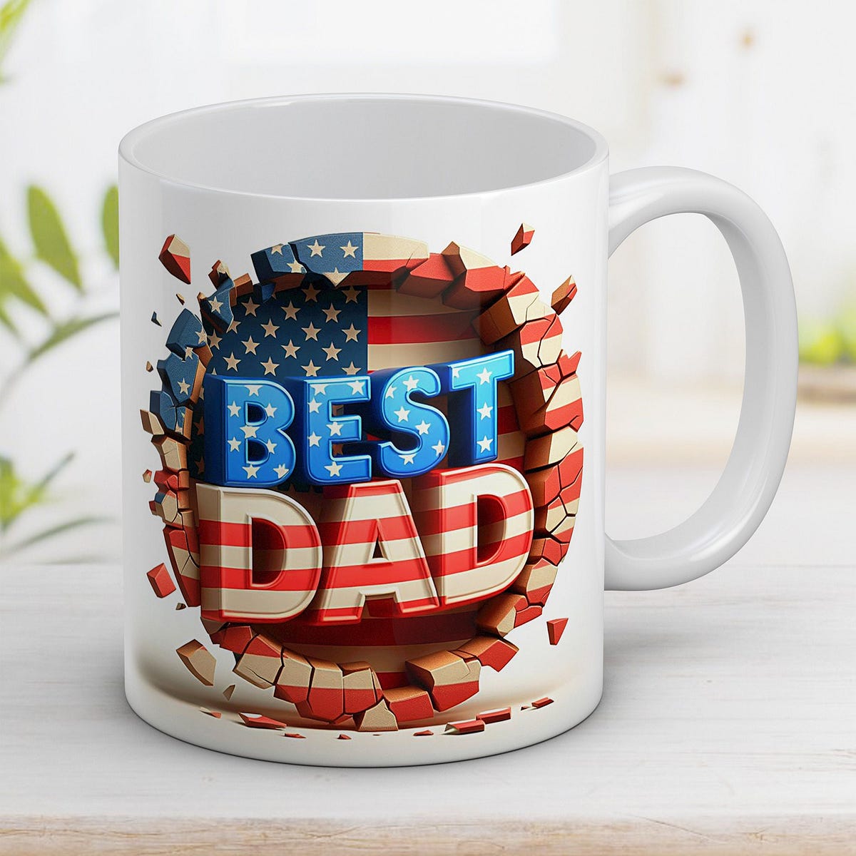 3D Best Dad Mug Wrap Father’S Day Gift 11Oz & 15Oz Mug 3D Hole In A ...