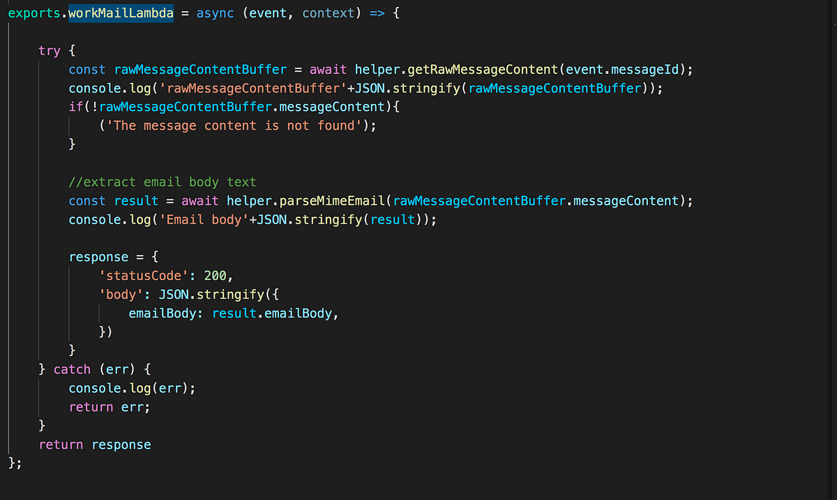 Configure Aws Workmail And Lambda Function To Read Email Content In Nodejs By Shruti Tirpude 5108