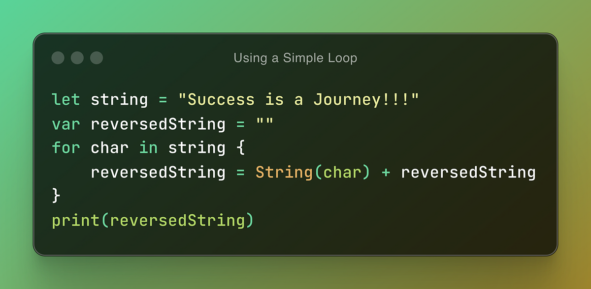 Reverse the string. 1] Using a Simple Loop | by Vaishnavi Waghule | Jan, 2025 | Medium