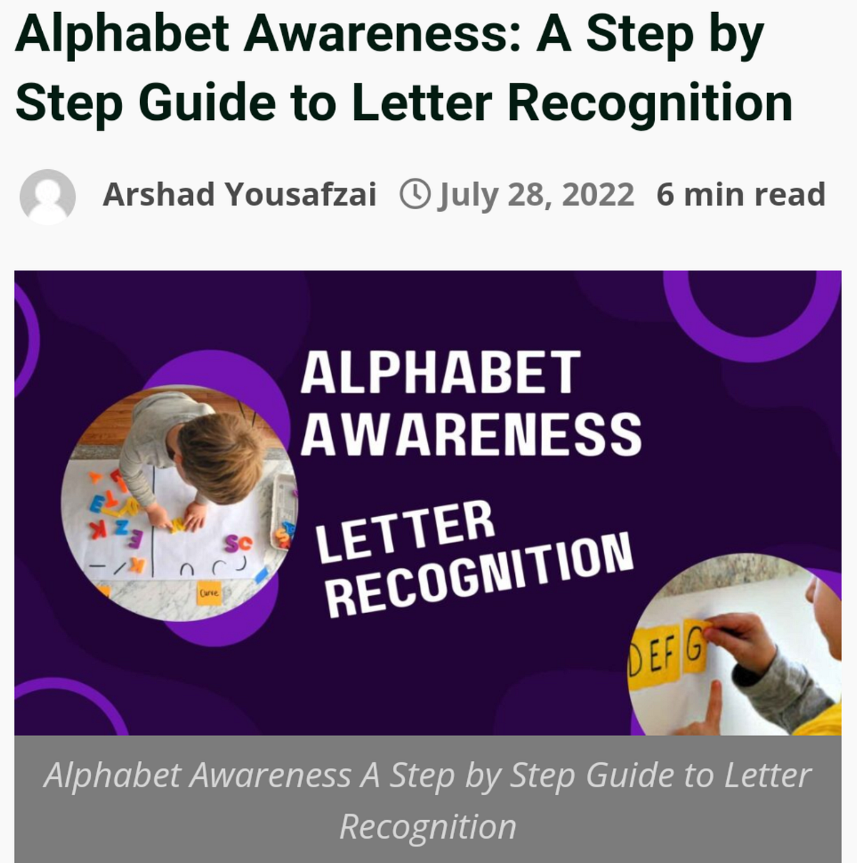 Alphabet Awareness: A Step by Step Guide to Letter Recognition | by ...