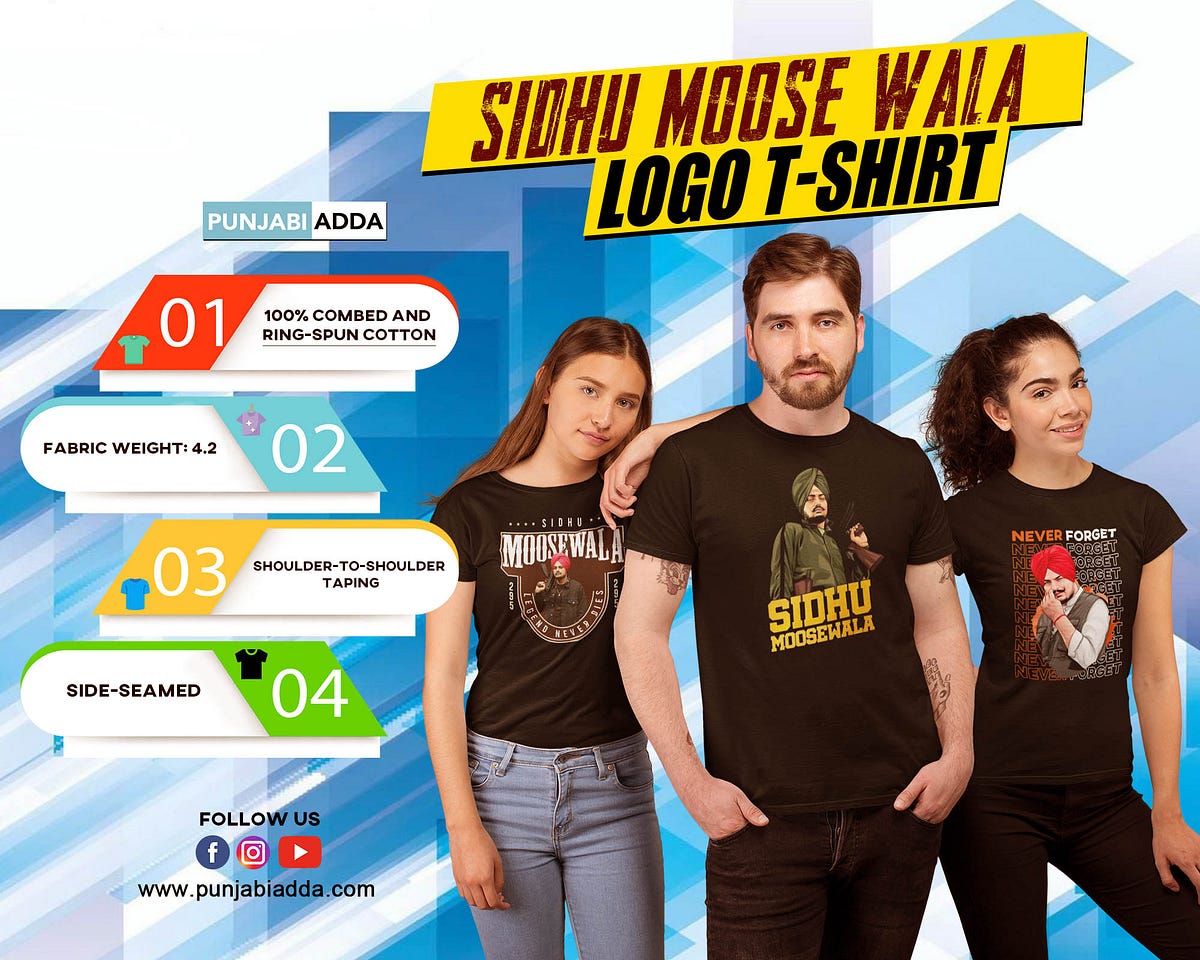 Sidhu Moose Wala Logo — T Shirt | Punjabi Adda - Punjabi Adda - Medium