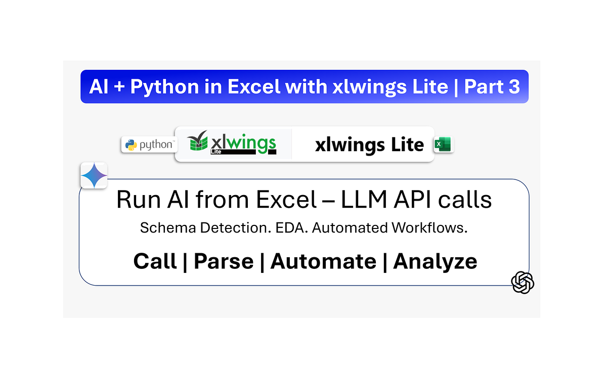 𝐀𝐈 + 𝐏𝐲𝐭𝐡𝐨𝐧 𝐢𝐧 𝐄𝐱𝐜𝐞𝐥 𝐰𝐢𝐭𝐡 𝐱𝐥𝐰𝐢𝐧𝐠𝐬 𝐋𝐢𝐭𝐞 — 𝐋𝐋𝐌 𝐀𝐏𝐈 𝐂𝐚𝐥𝐥𝐬 | 𝐏𝐚𝐫𝐭 𝟑 | by Amar Harolikar | Medium