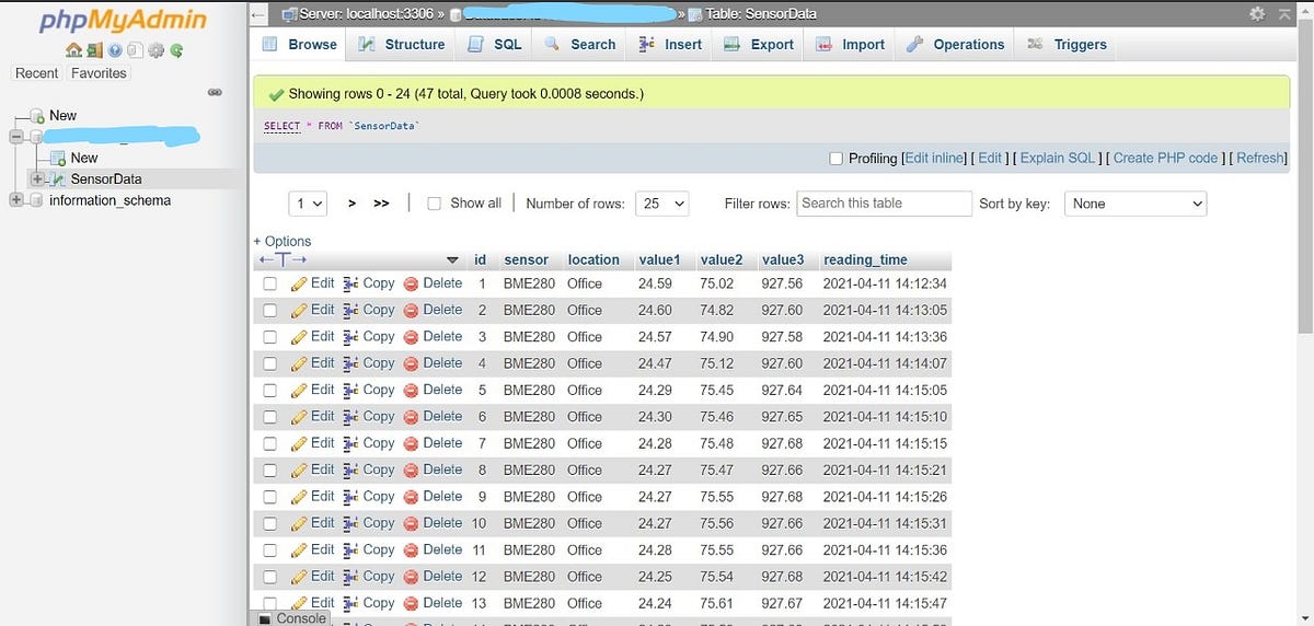 PROJECT 10: MySQL Database di 000WebHost — Hasil Pembacaan Sensor BME ...