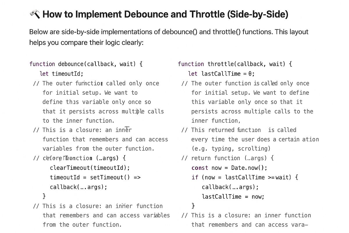 Debounce vs Throttle: What’s the Difference and How to Implement Them in JavaScript | by Na | Medium