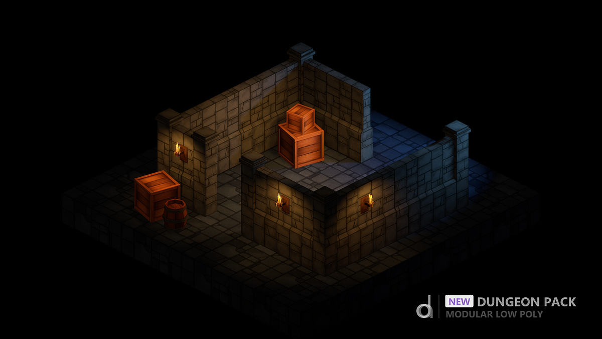 How to use New Dungeon Pack Modular Low Poly at Unity | by Daniel ...