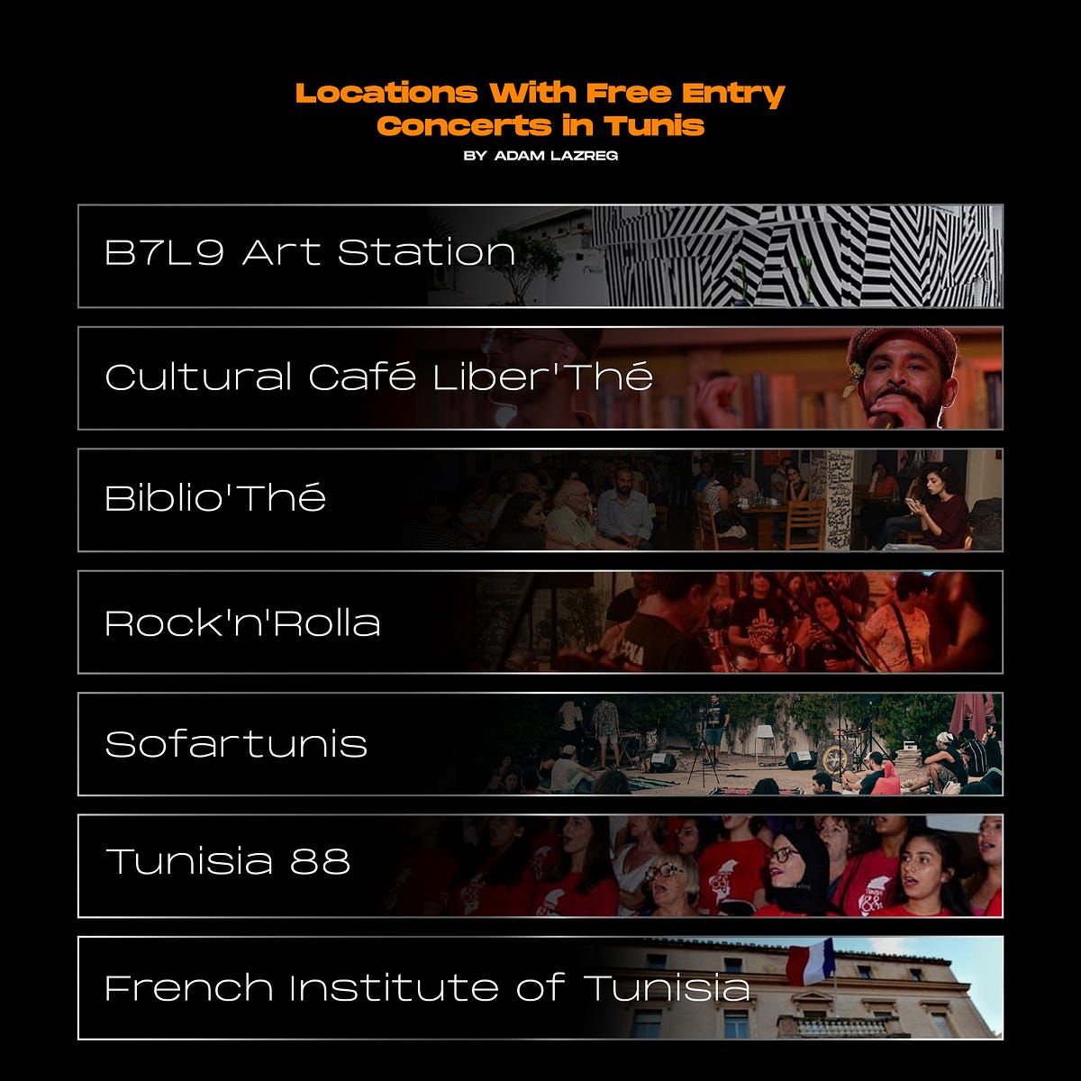 Locations With Free Entry Concerts in Tunis | by Adam Lazreg | Medium