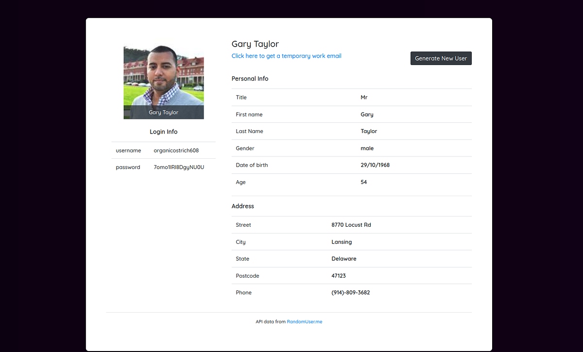 Random User Generator with API + Vue.js | by Joshua Etim | Level Up Coding