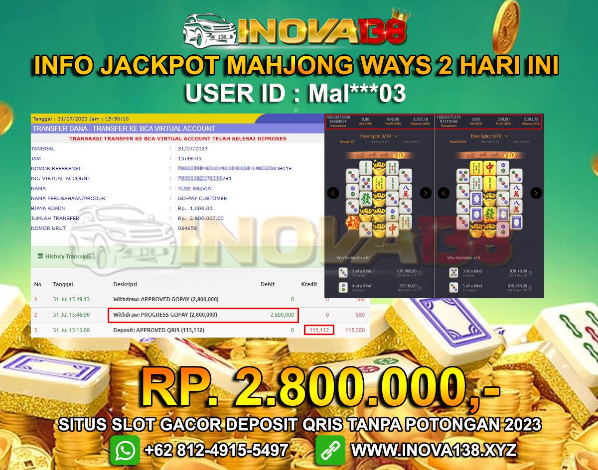 BUKTI MENANG SLOT MAHJONG MODAL RECEHAN - INOVA138 - Medium BUKTI MENANG SLOT MAHJONG MODAL RECEHAN - INOVA138 - Medium