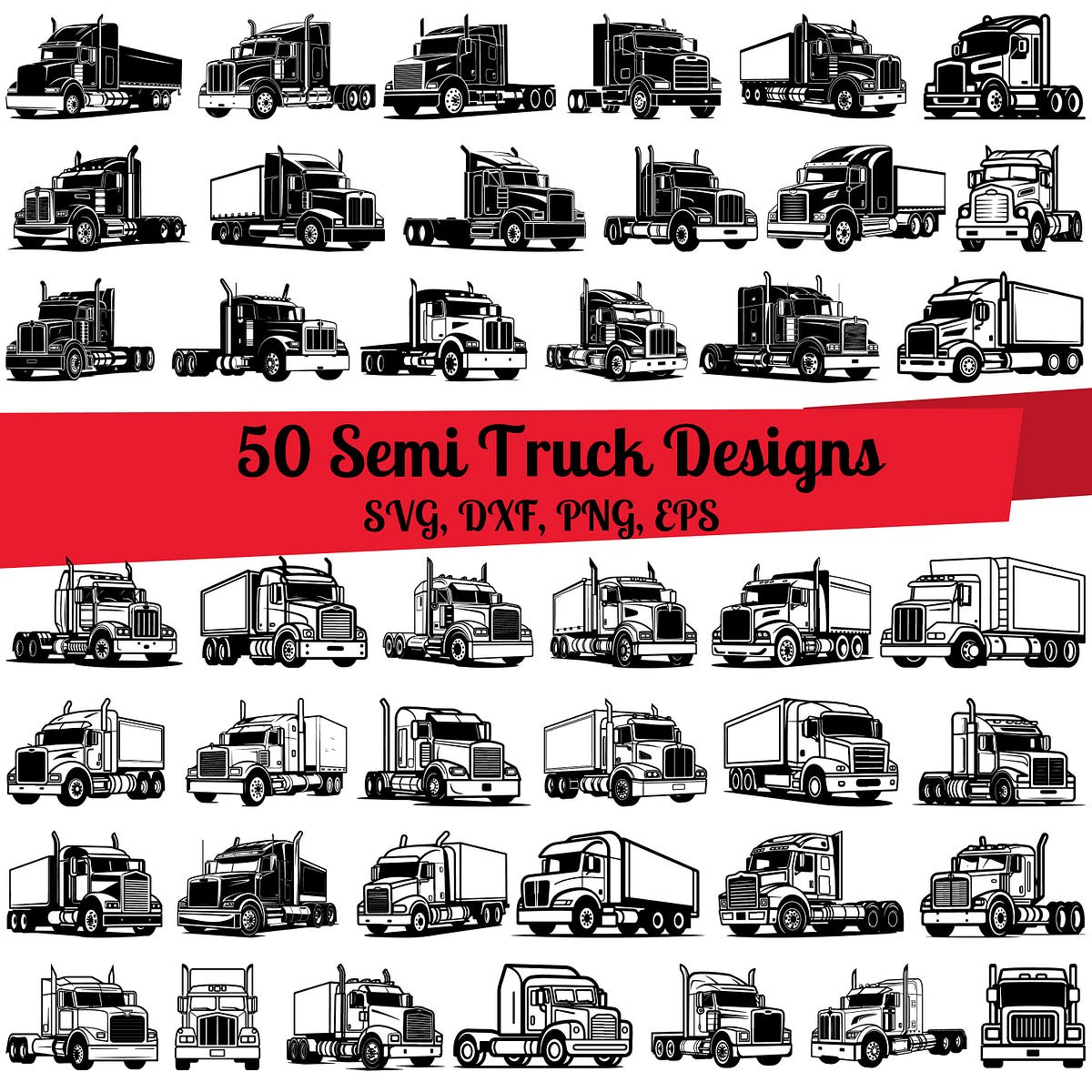 50 Semi Truck SVG Bundle, Truck Driver svg, Trucker svg, Semi Truck ...